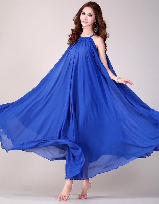 Royal Blue Long Evening Wedding Party Dress Lightweight Sundress Plus ...