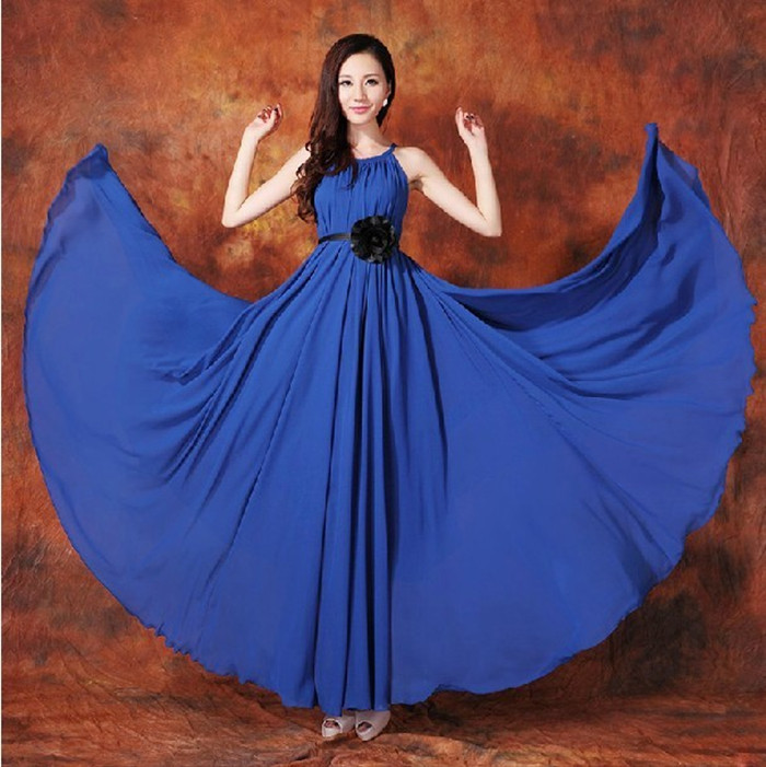 Royal Blue Long Evening Wedding Party Dress Lightweight Sundress Plus ...