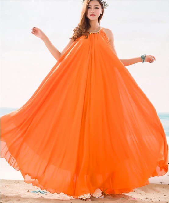 9 Meters Big Hem Summer Bridesmaid Sundress Holiday Beach Maxi Dress ...