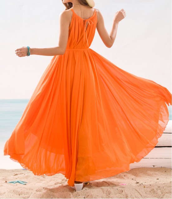9 Meters Big Hem Summer Bridesmaid Sundress Holiday Beach Maxi Dress ...