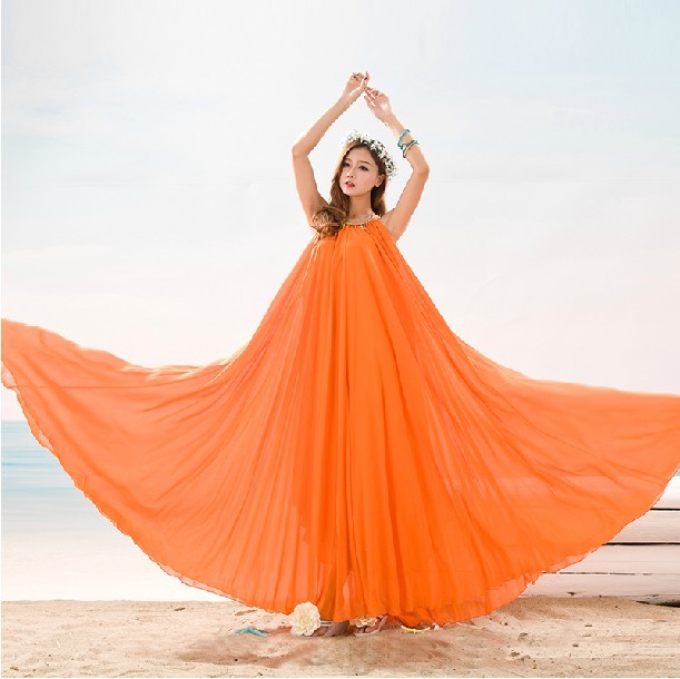 9 Meters Big Hem Summer Bridesmaid Sundress Holiday Beach Maxi Dress ...